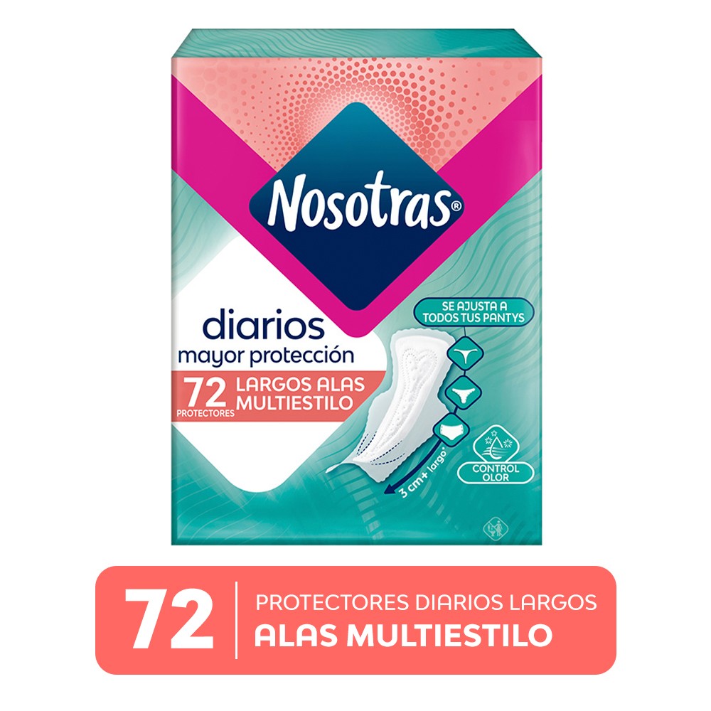 Protectores Diarios Largos con Alas Multiestilo 72 unidades